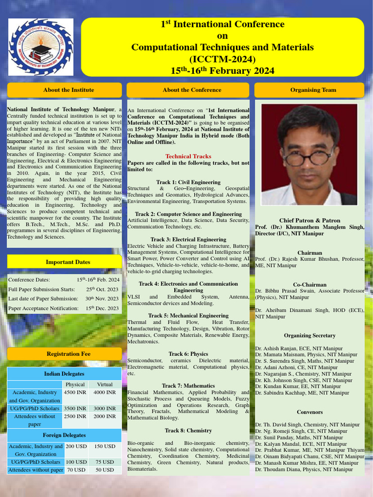Conference Brochure - Icctm - 2024 - Nit Manipur | PDF | Engineering ...