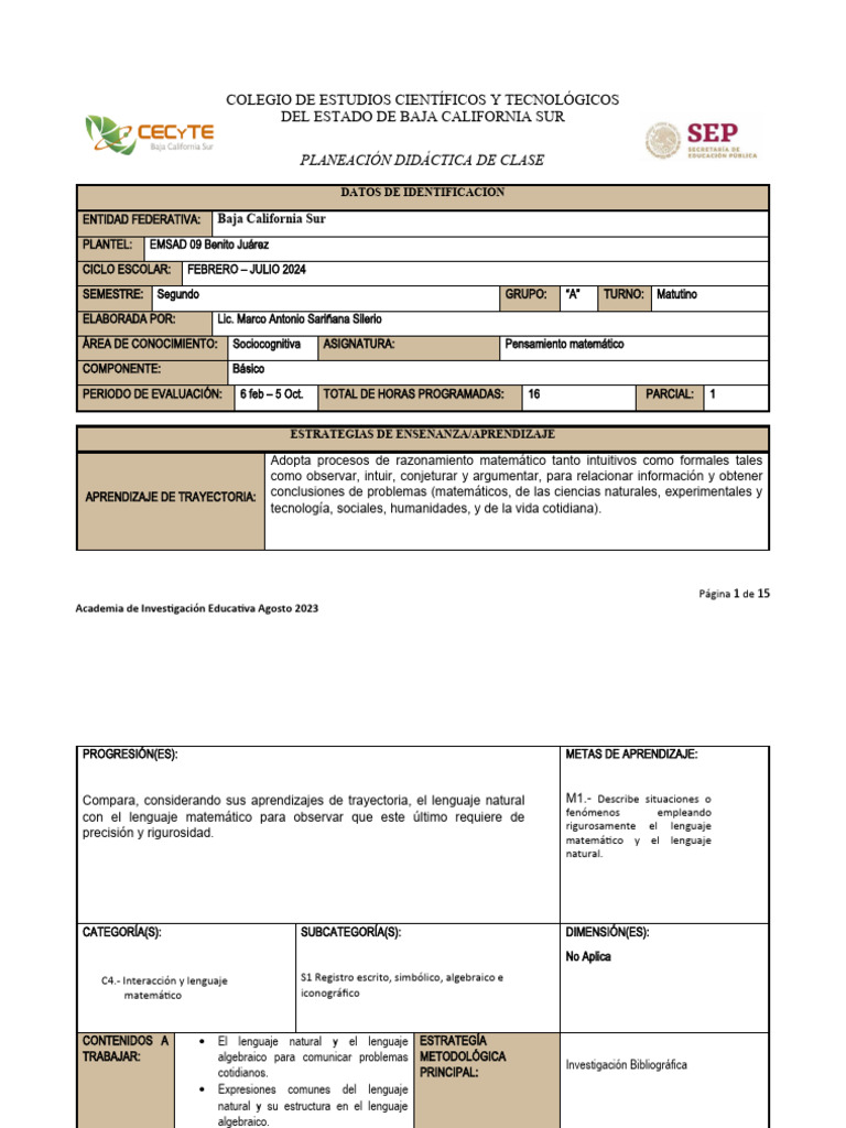 Progresion 1 | PDF | Aprendizaje | Matemáticas