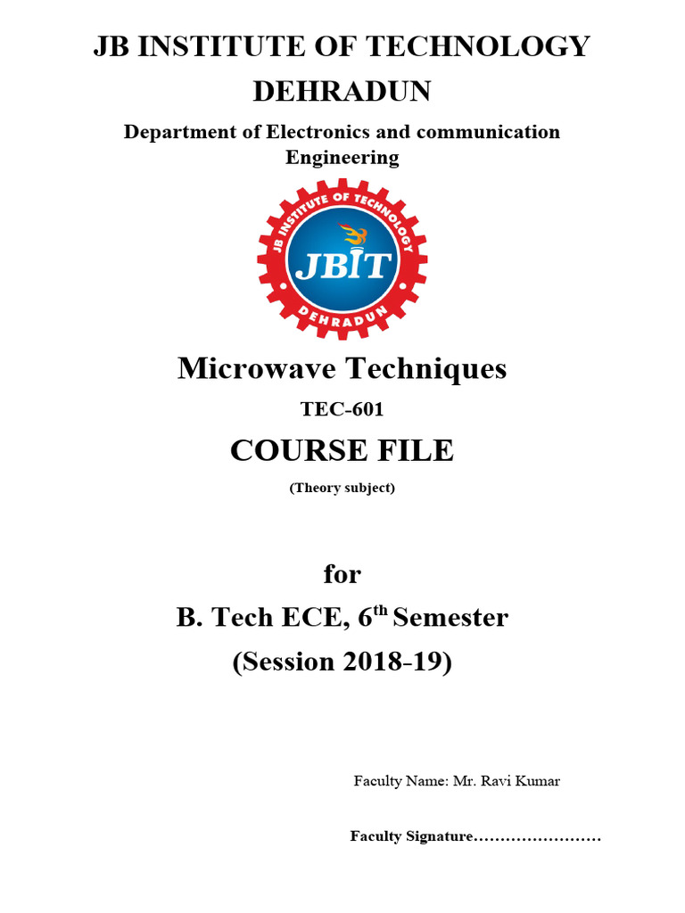 Microwave 6th Sem 2018 2019 | PDF | Waveguide | Microwave