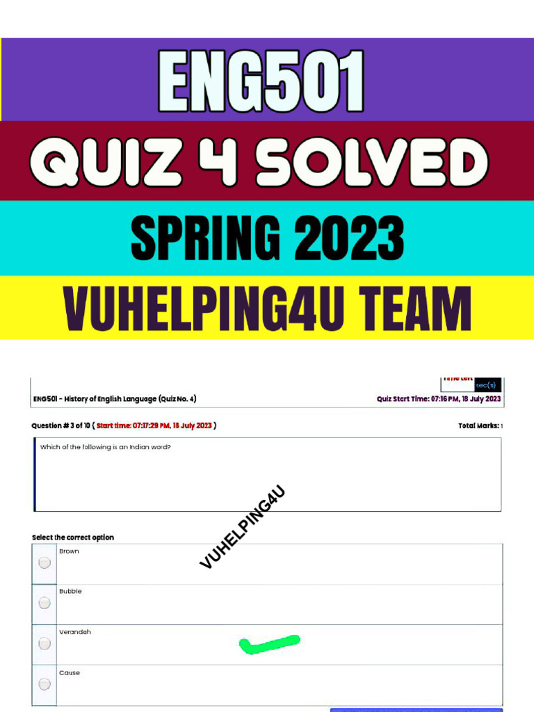 ng501 Quiz 4 Spring 2023 Solved by Vuhelping4u Sir Zahid | PDF