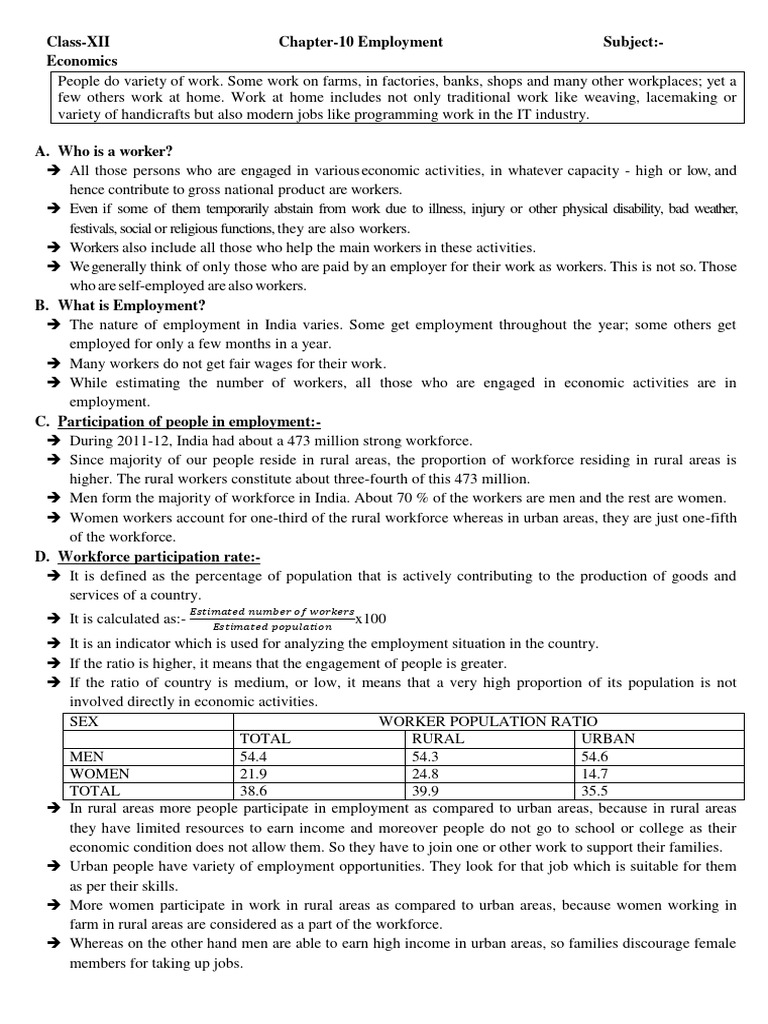 IED Notes-Chapter 6 | PDF | Unemployment | Employment