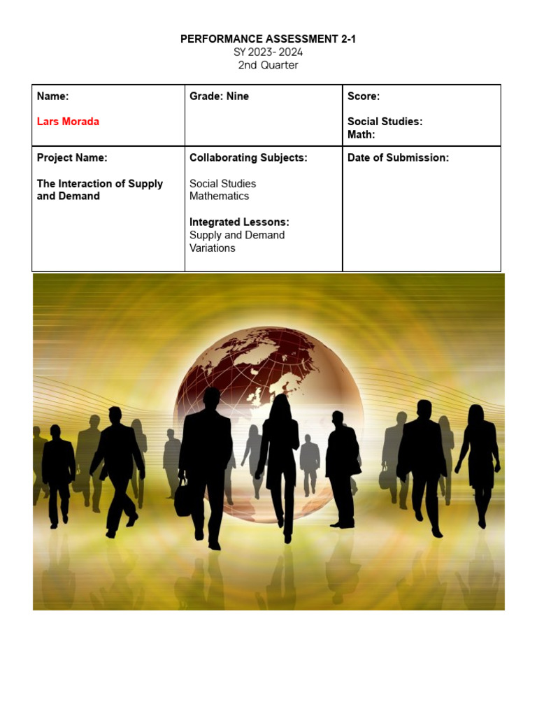 Lars Morada 9 - Ss and Math Performance Assessment 2-1 | PDF | Supply ...
