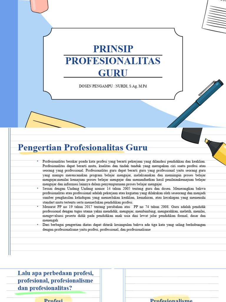 Ppt Profesionalitas Guru | PDF
