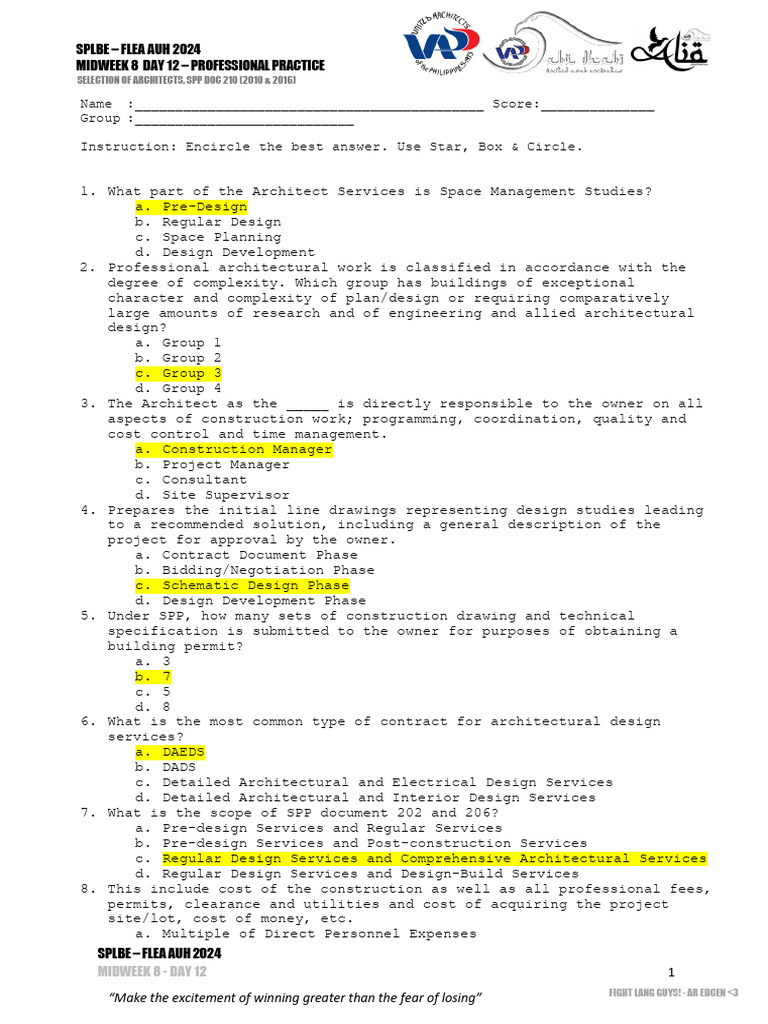 Architect Exam Prep Quiz | PDF | Architect | Design