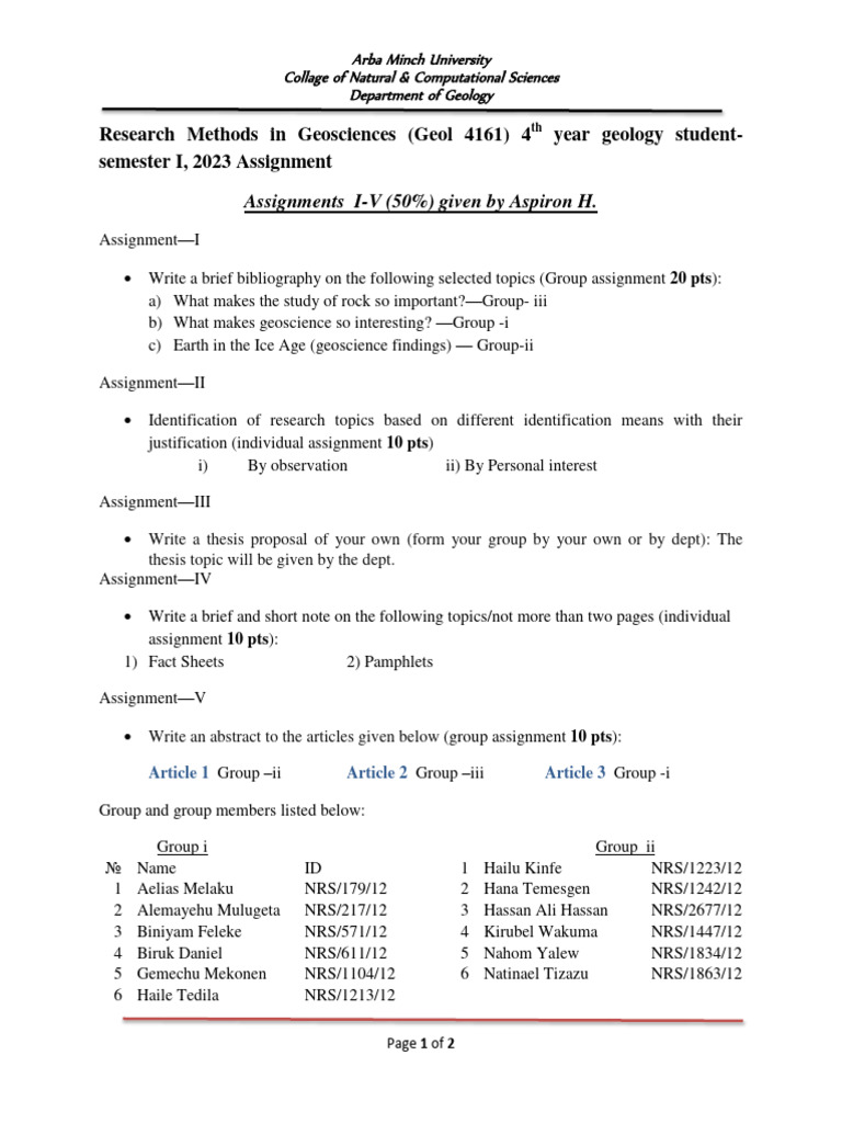 Assignment 2023 | PDF | Earth Sciences | Geography
