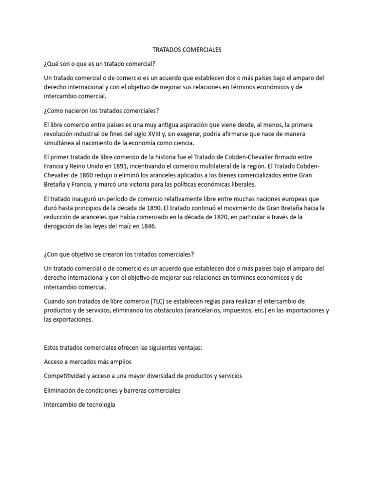 TRATADOS COMERCIALES | PDF | Tratado de Libre Comercio Norteamericano | Comercio