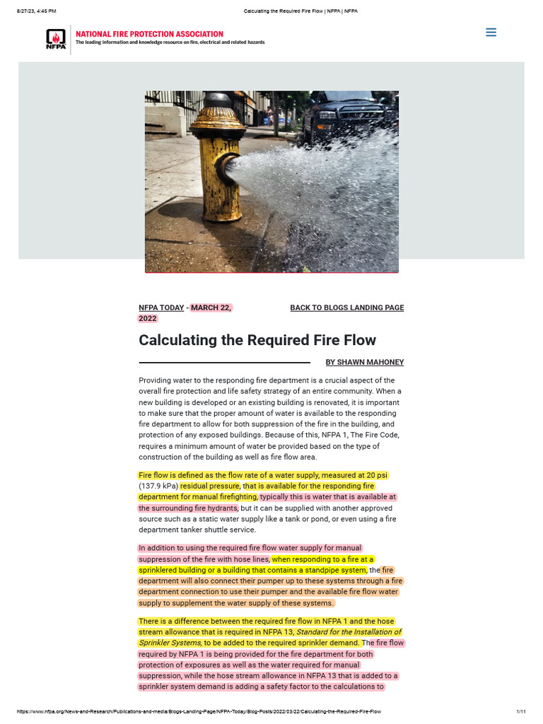 Calculating The Required Fire Flow | PDF | Fire Sprinkler System | Fire ...