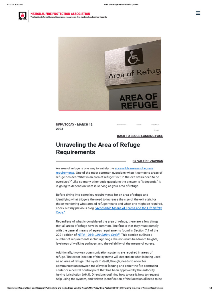 Area of Refuge Requirements | PDF | Stairs | Fire Sprinkler System