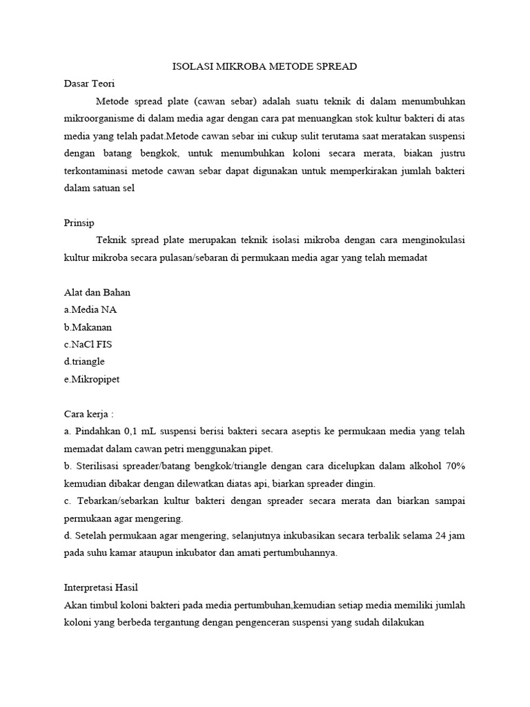 Isolasi Mikroba Metode Spread | PDF