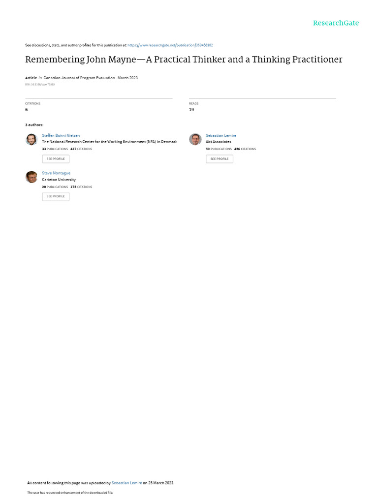 Remembering John Mayne Practical Thinking | PDF | Thought | Pragmatism