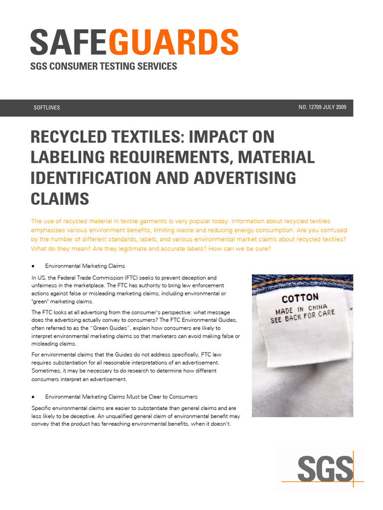 SGS SafeGuards 12709 Recycled Textiles Impact EN 09 | PDF | Recycling ...