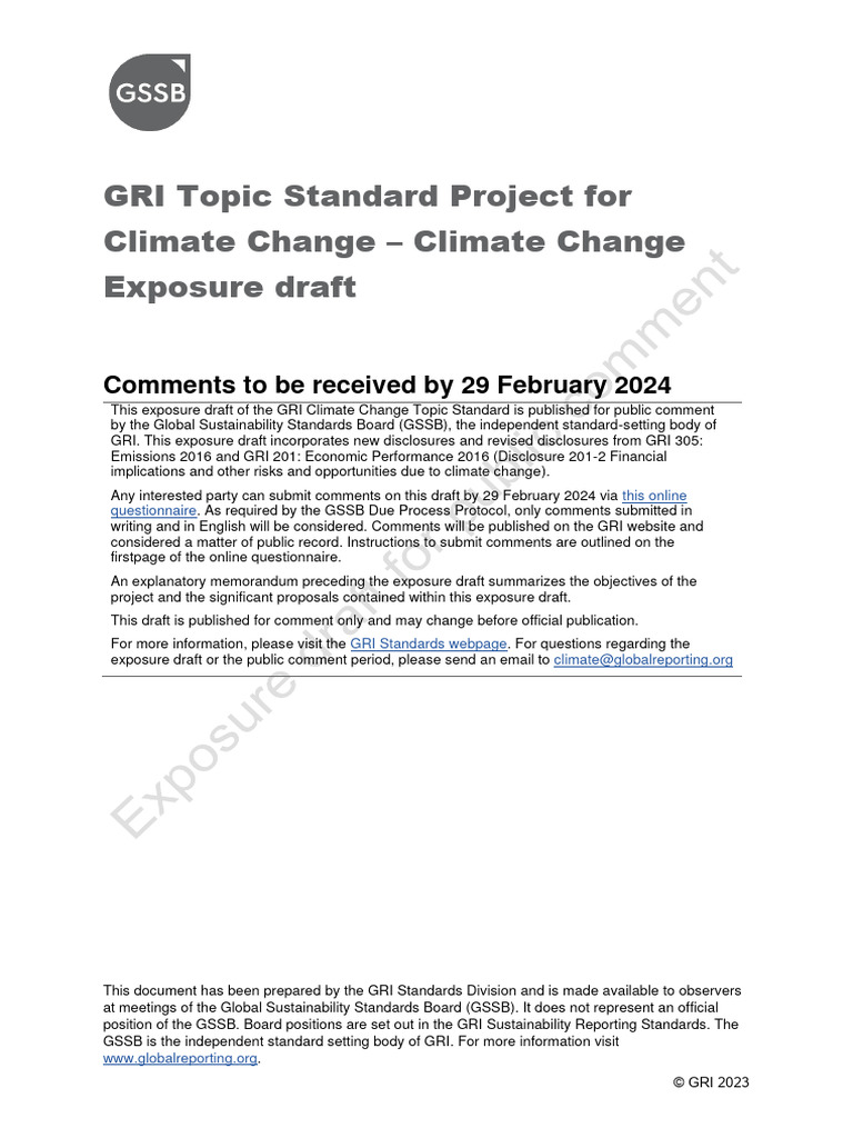 Gri Topic Standard Project For Climate Change Exposure Draft | Download ...