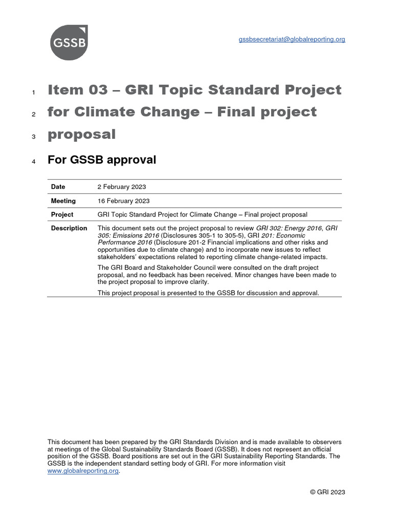 Gri Topic Standards For Climate Change Final Project Proposal | PDF ...