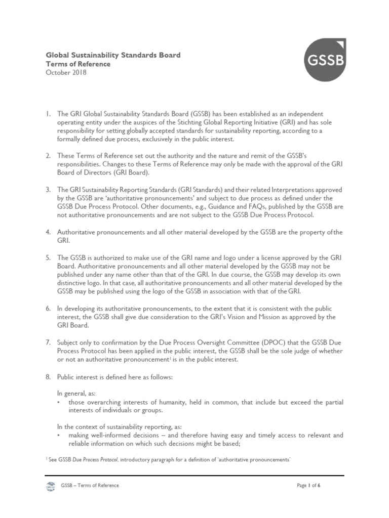 GSSB Terms of Reference 2018 | PDF | Quorum | Chief Financial Officer