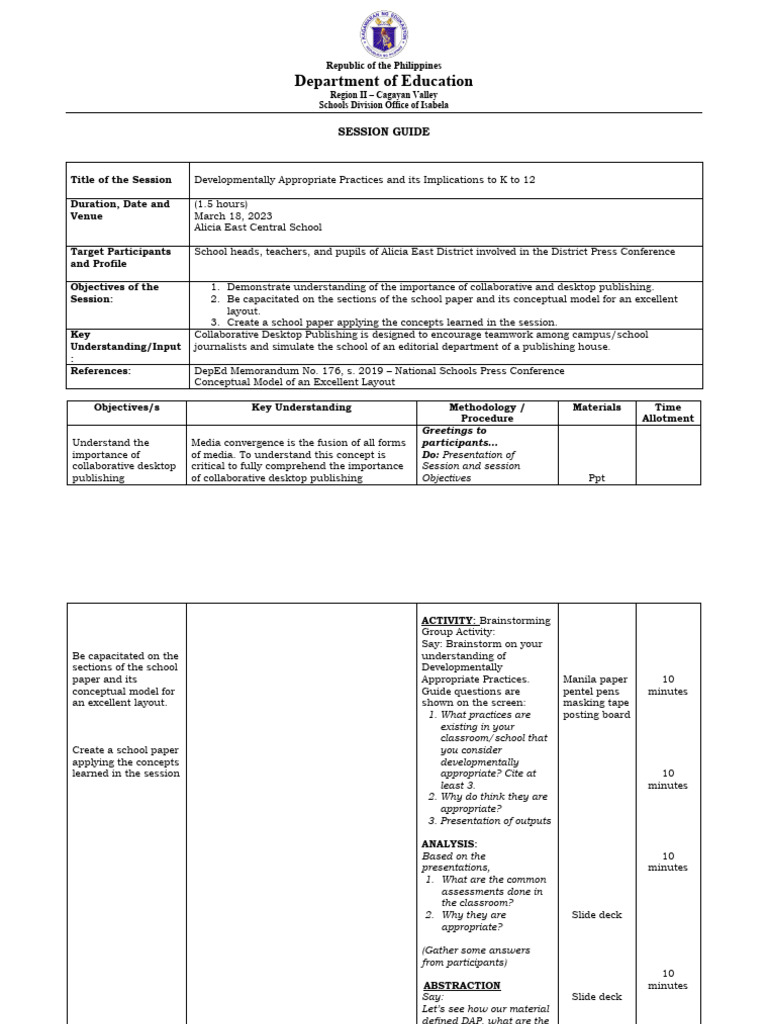 4 Session Guide Sample | PDF | Human Communication | Behavior Modification