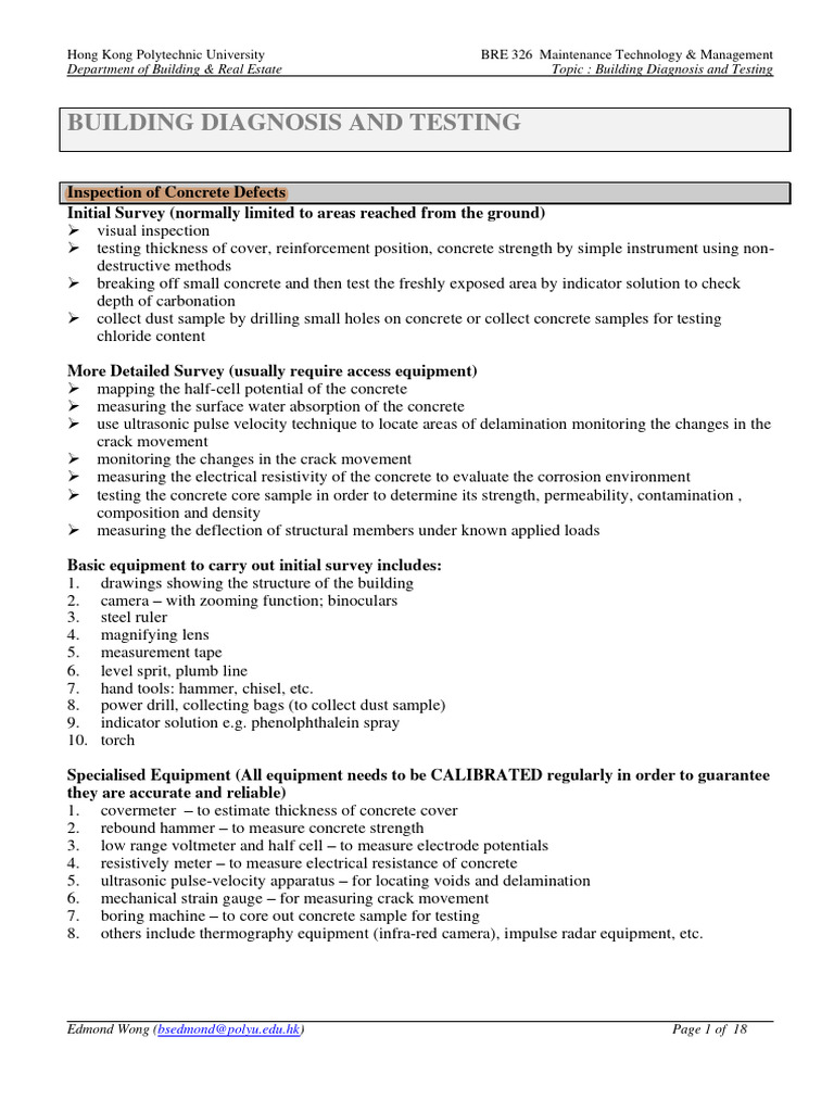 NL3 - Building Diagnosis - Testing | PDF | Concrete | Nondestructive ...