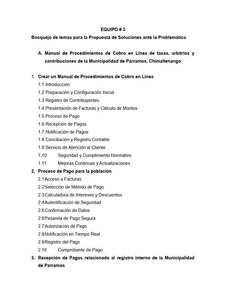 Bosquejo de Temas Para La Propuesta de Soluciones | PDF | Business