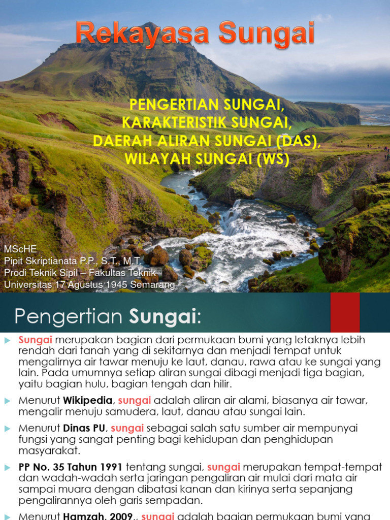 REKAYASA SUNGAI by Pipit Skriptianata P.P, S.T., M.T. | PDF