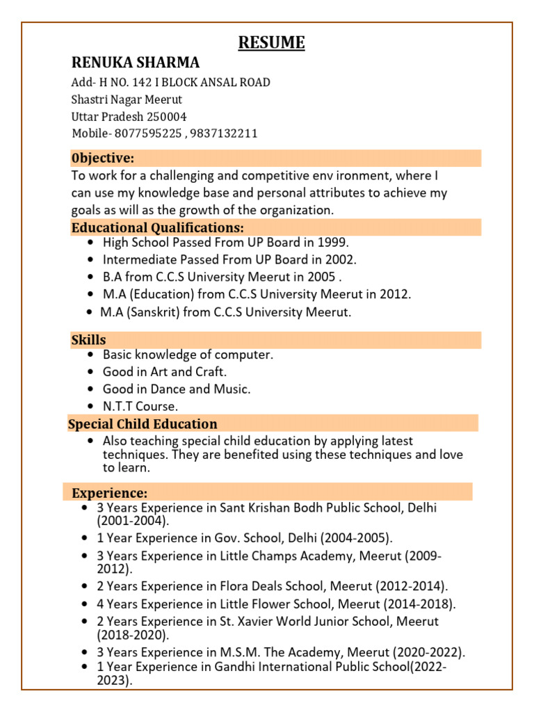 Resume: Renuka Sharma | PDF