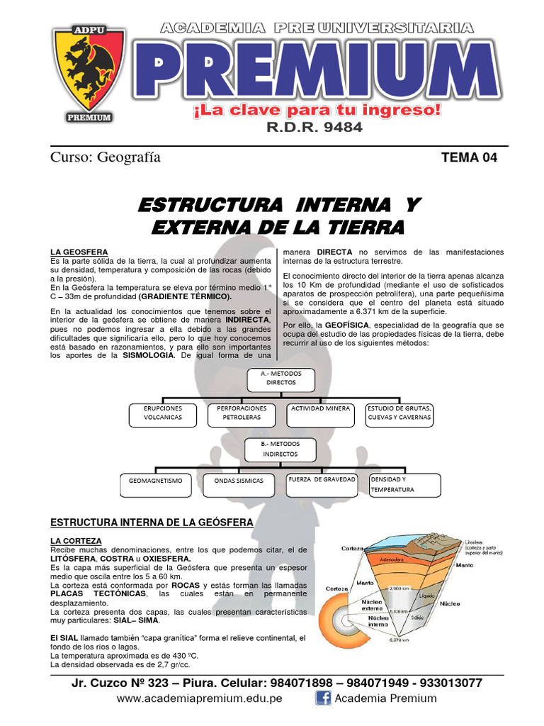 Tema 04 de Geografia - Estructura de La Tierra | PDF | Temblores | Roca ...