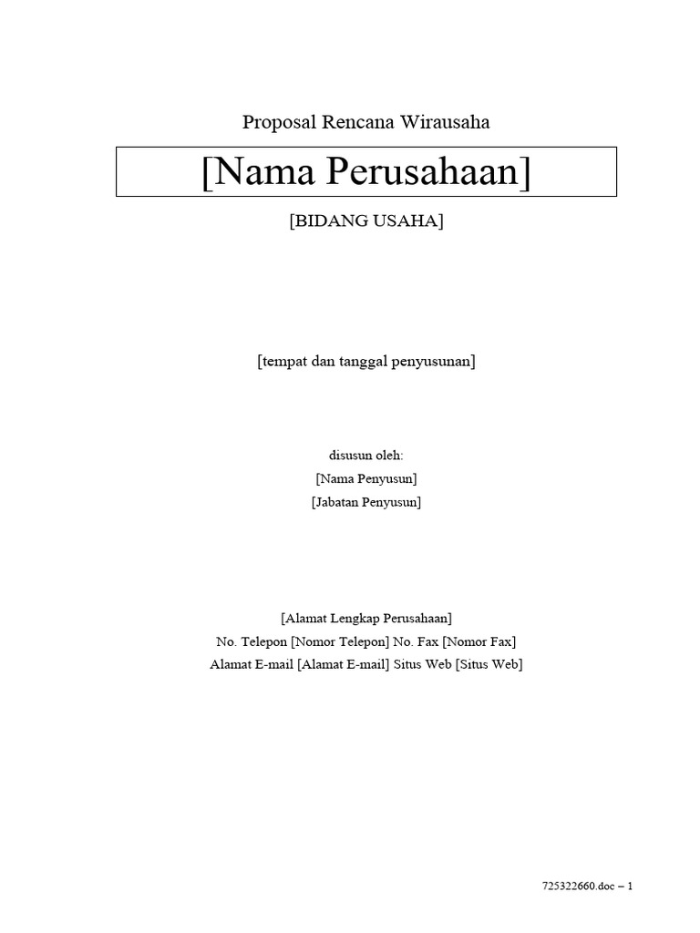 Kerangka Proposal Bisnis | PDF | Bisnis