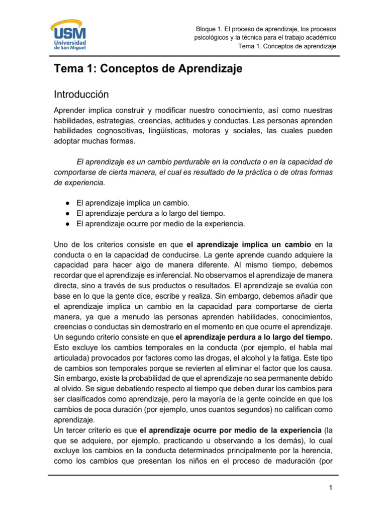 Conceptos de Aprendizaje | PDF | Aprendizaje | Comportamiento
