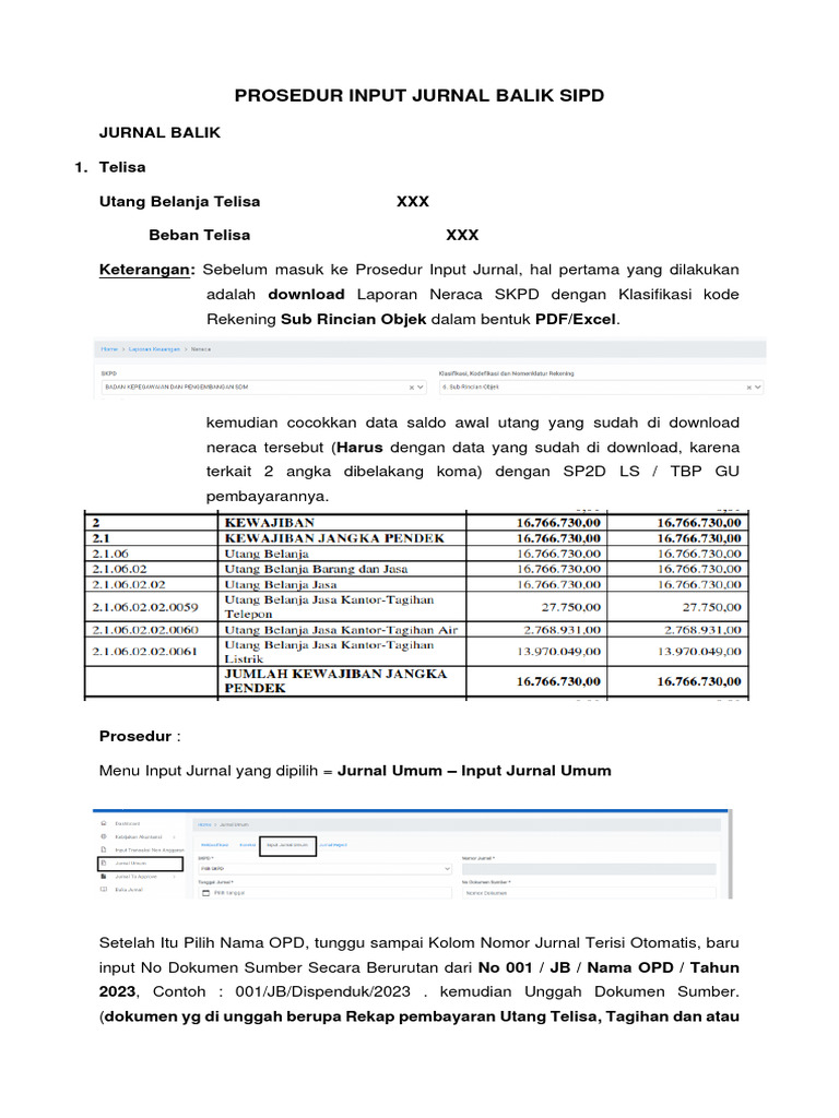 Input Balik SIPD 2023 | PDF