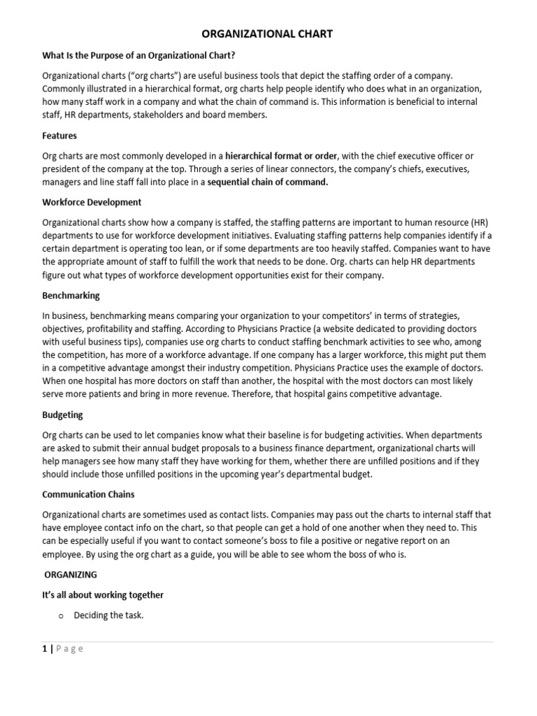 Organizational Chart | PDF | Organizational Structure | Human Resources