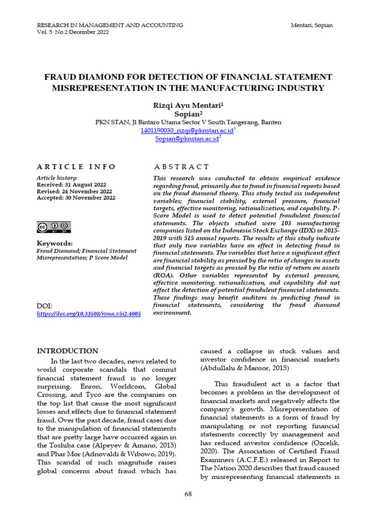 Fraud Diamond | PDF | Statistics | Audit