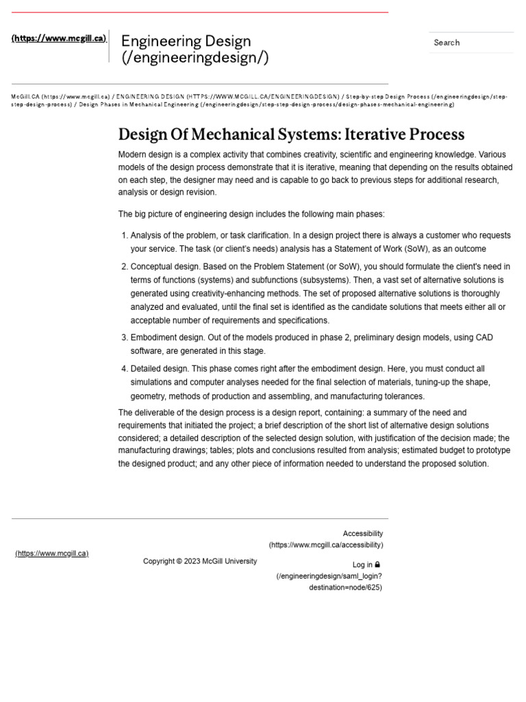 Design of Mechanical Systems - Iterative Process - Engineering Design ...
