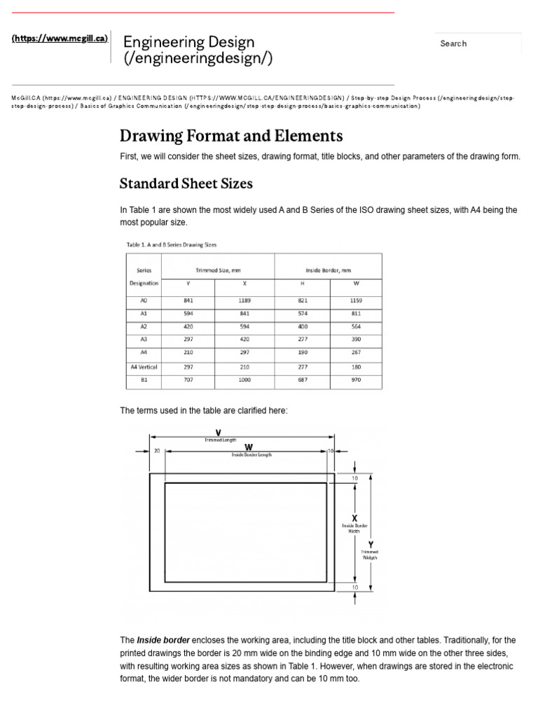Drawing Format And Elements Engineering Design Mcgill University