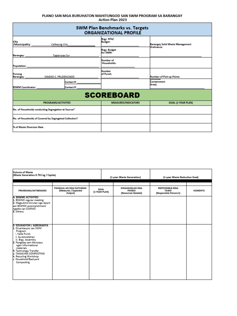 SWM Action Plan | PDF | Environment | Secondary Sector Of The Economy