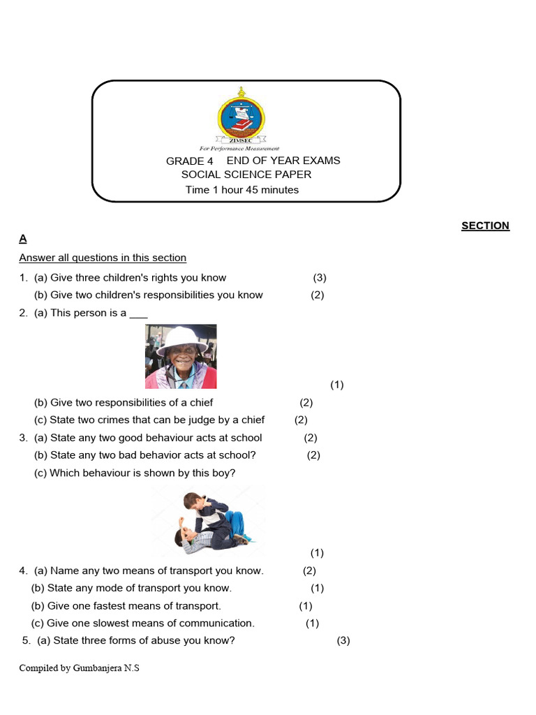 Grade 4 Social Science Exam Paper | PDF
