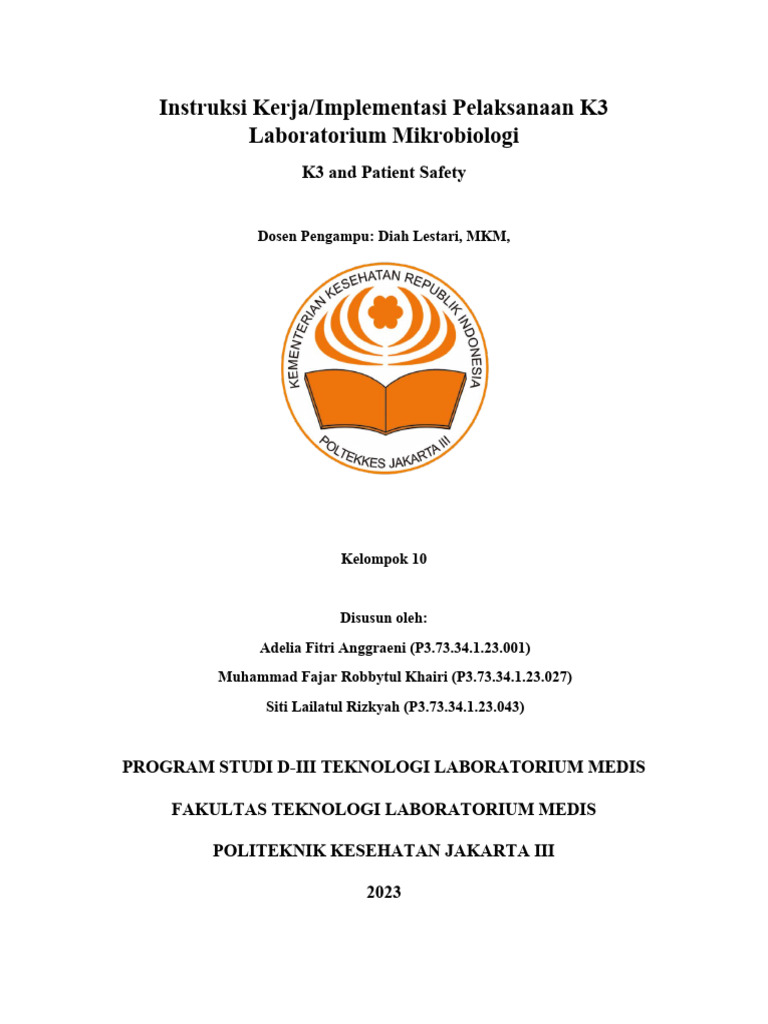 Instruksi Kerja k3 Laboratorium Mikrobiologi | PDF | Sains & Matematika