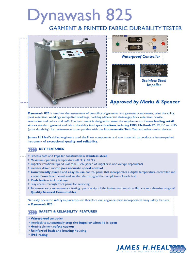 Dynawash 825 Fabric Durability Tester | PDF | Reliability Engineering ...