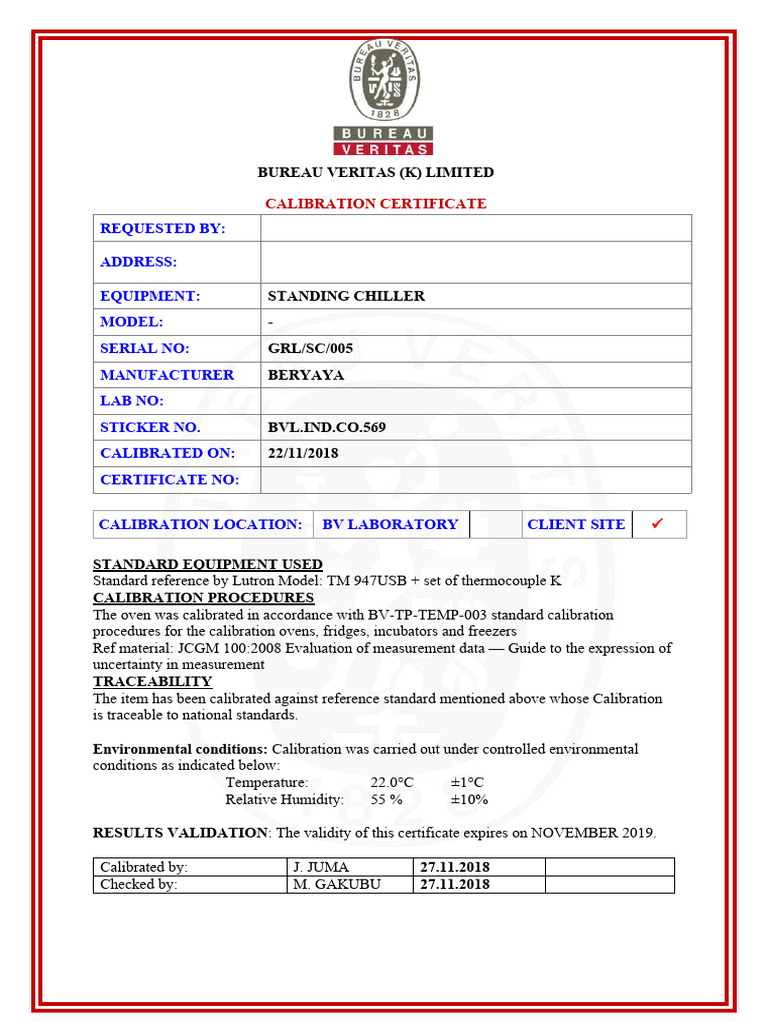 Standing CHiller 5 | PDF | Calibration | Metrology