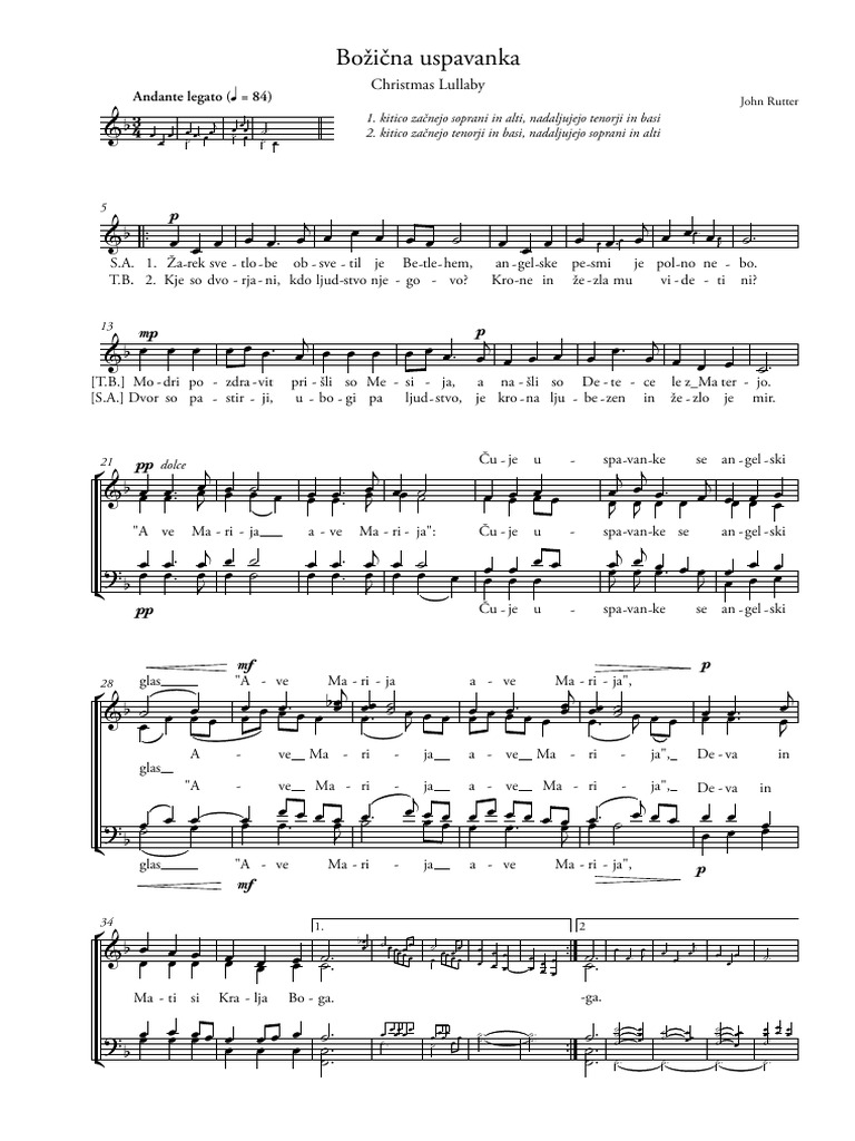 Bozicna Uspavanka Rutter Zbor | PDF