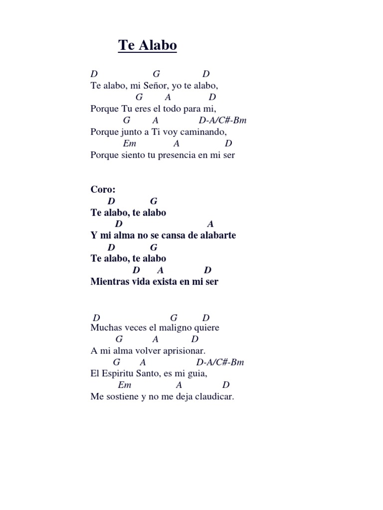 Te Alabo Mi Señor Te Alabo