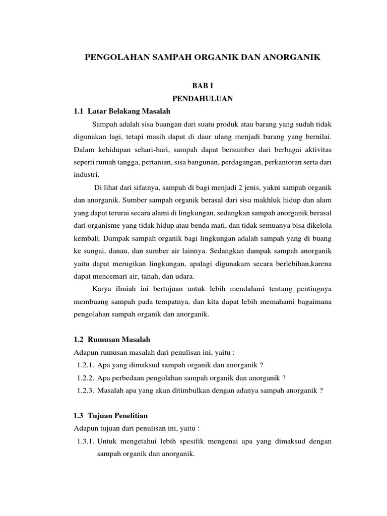 Pengolahan Sampah Organik & Anorganik | PDF