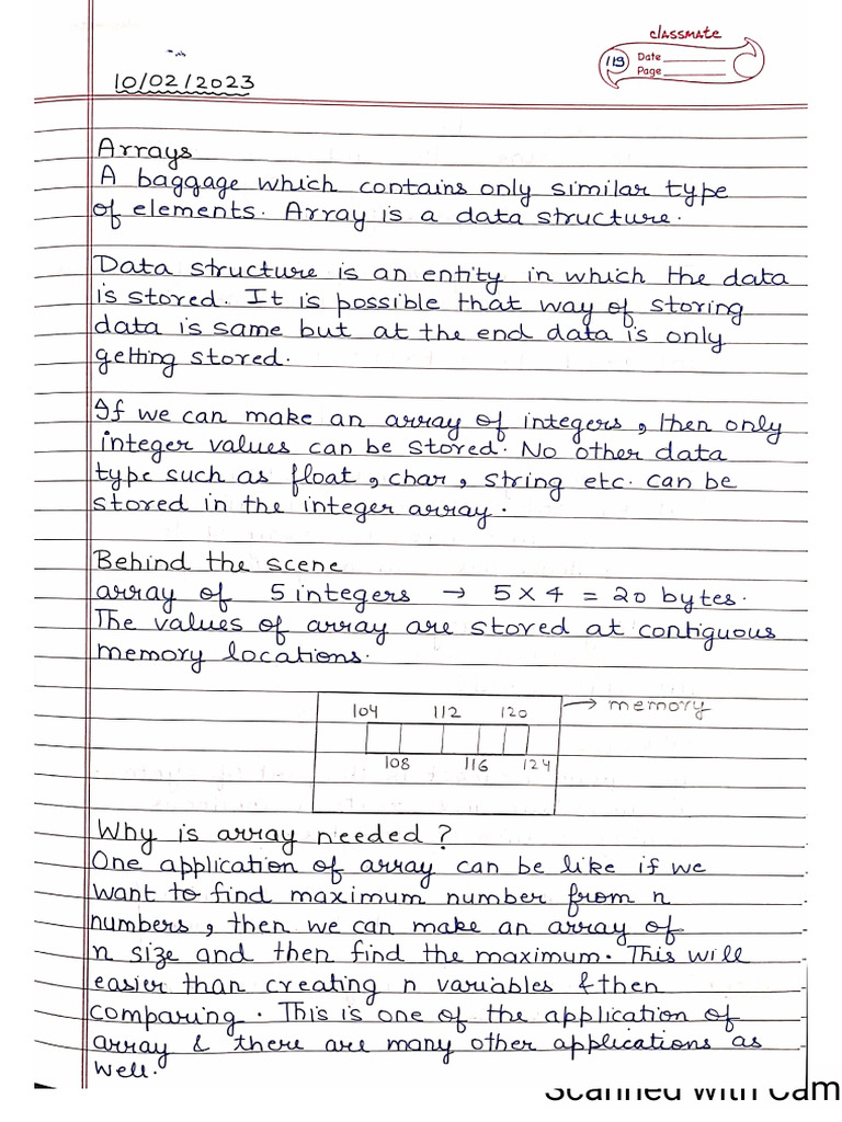Arrays - Class 1 | PDF