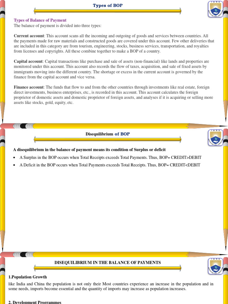 Types and Causes of BOP Disequilibrium | PDF | Balance Of Payments ...