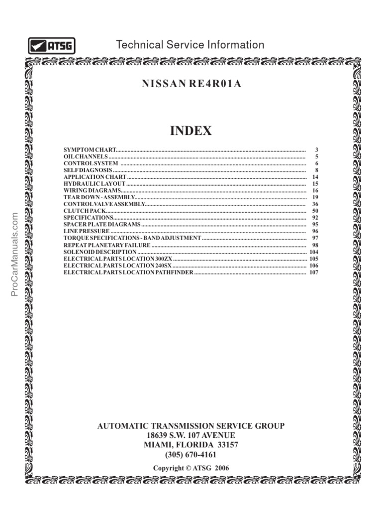 Nissan Re4r01a Atsg Automatic Transmission Service Group | PDF ...