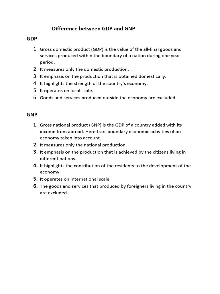 GDP vs GNP: Key Economic Differences | PDF | Finance & Money Management
