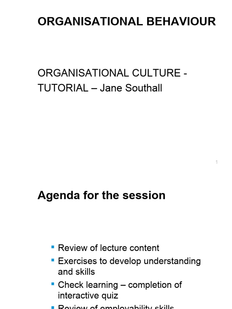 Culture Tutorial With Quiz | PDF | Organizational Culture | Behavioural Sciences