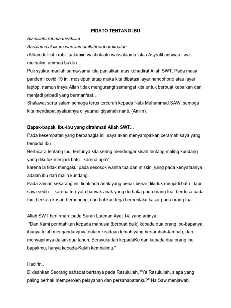 Pidato Tentang Ibu | PDF