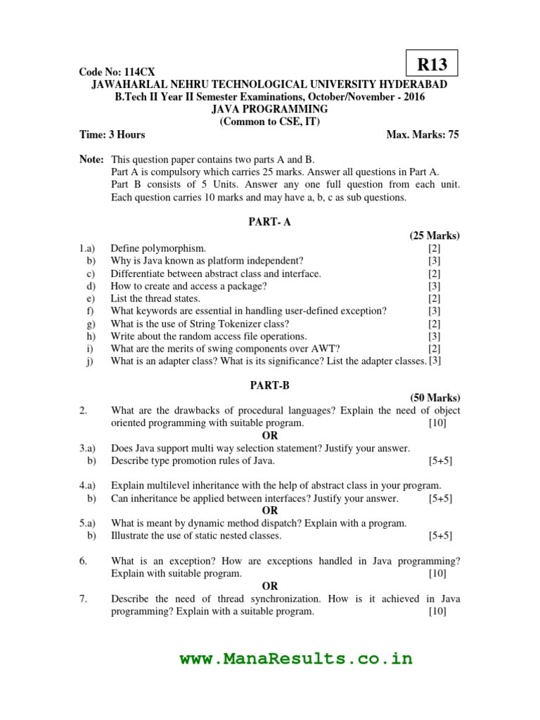 2016 Question Pdf Class Computer Programming Java Programming Language