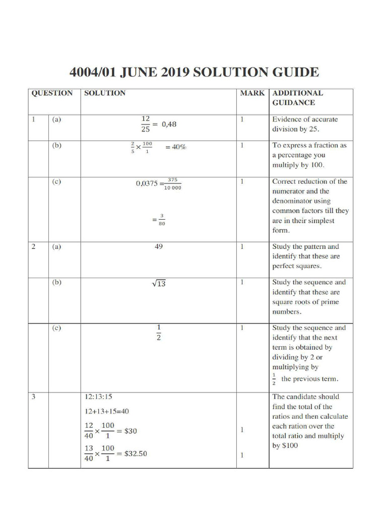 O-Levels Mathematics 2019 Answers | PDF