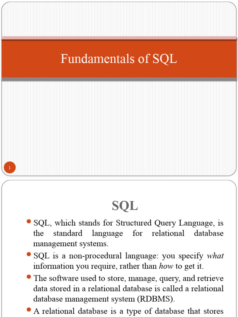 Final Fundamentals of SQL | PDF | Relational Database | Sql Final Fundamentals of SQL | PDF | Relational Database | Sql