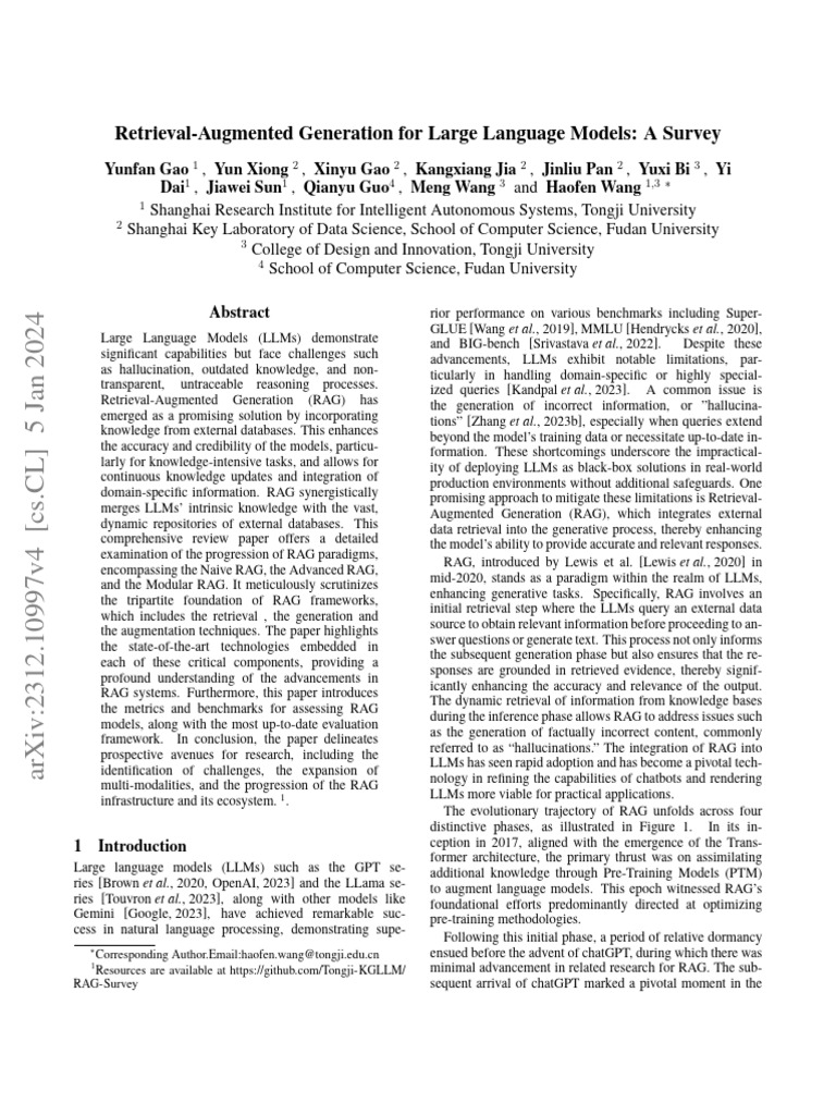 Retrieval-Augmented Generation For Large Language Models A Survey | PDF ...