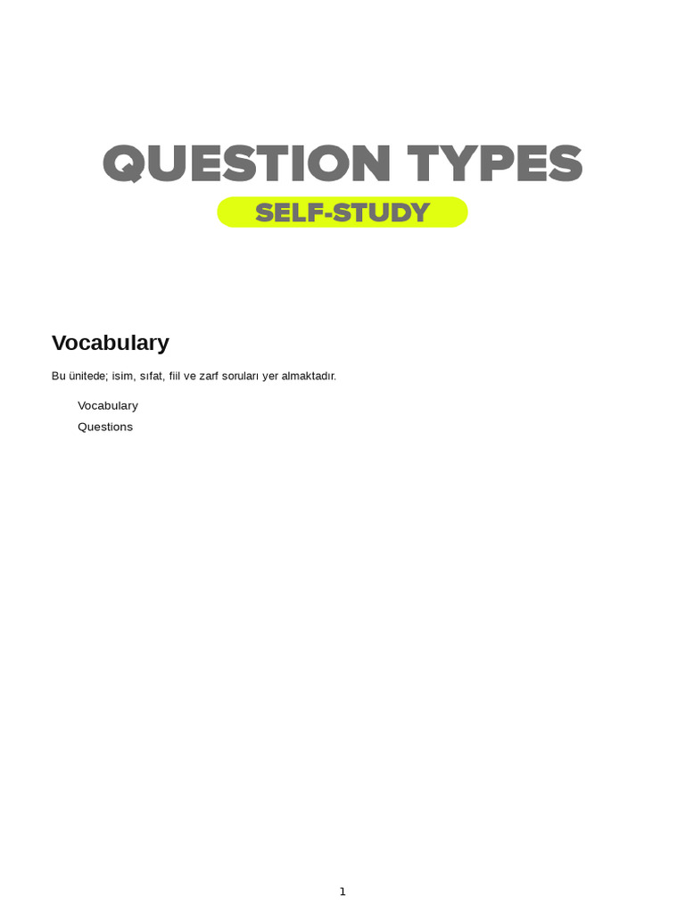 Question Types Self-Study - Vocabulary | PDF